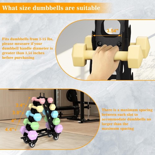 Dumbbell Rack 5 Tier with Wheels(Dumbbells not included),A-Frame Metal ...
