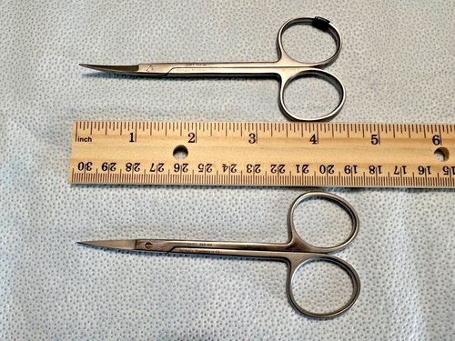 Set Of 2 Jarit 359-100 Sharp Straight & 359-101 Sharp Curved Iris Scissors 4.5"L | eBay