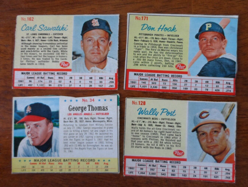 1961 POST BASEBALL LOT OF (8) CARDS HIGH NUMBER VG/EX-EX SEE NOTES A ...