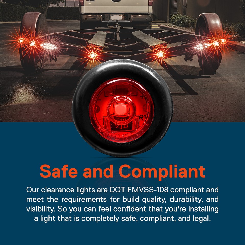 8pc 3/4" Round Red LED Trailer Bullet Clearance Side Marker Light - DOT ...