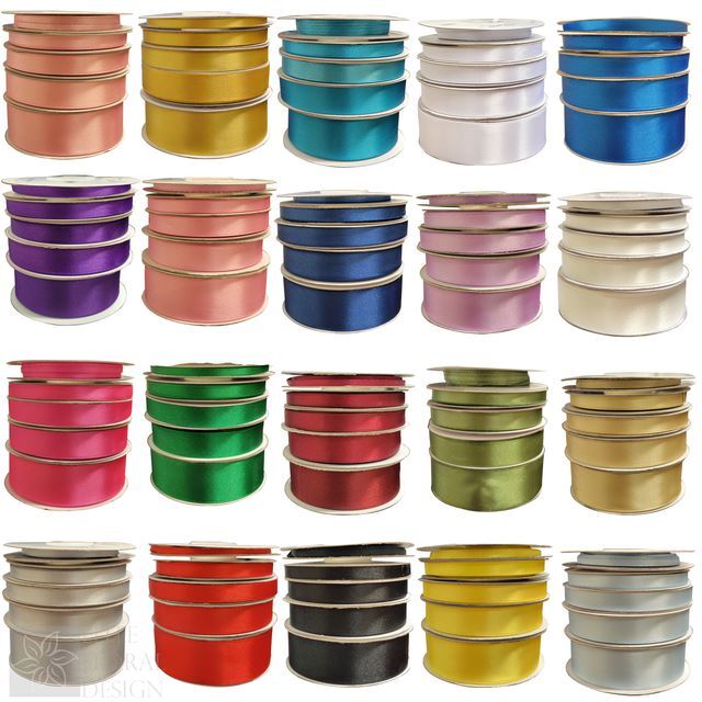 Satin Ribbon Reels Rolls Double Sided Face 25 Metre Plain Width 3mm ...