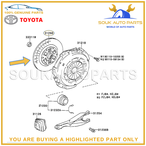 312500W031 Genuine Toyota Disc ASSY Clutch 31250-0w031 for sale online ...