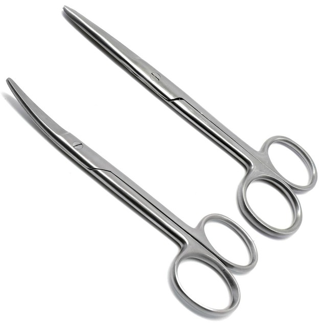 2 Pcs Set Mayo Scissors Straight & Curved 6" Blunt/Blunt Surgical ...