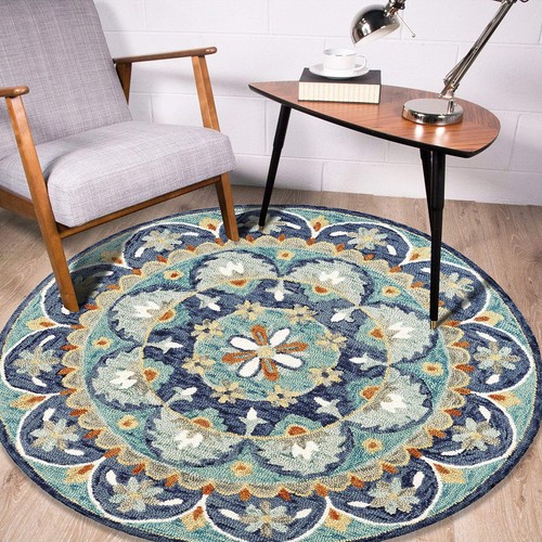 LR Home 6ft Round Indoor Wool Area Rug for Home Decor | Rugs for Living ...