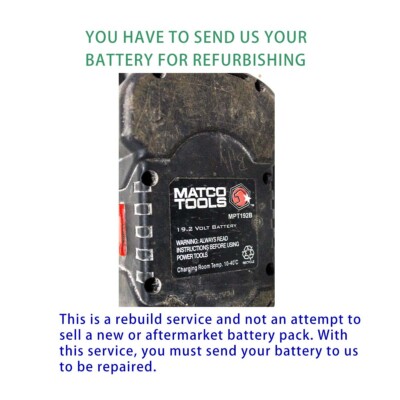 Battery rebuild for Matco Tools MPT192B NICD 19.2 Volt Battery rebuild ...