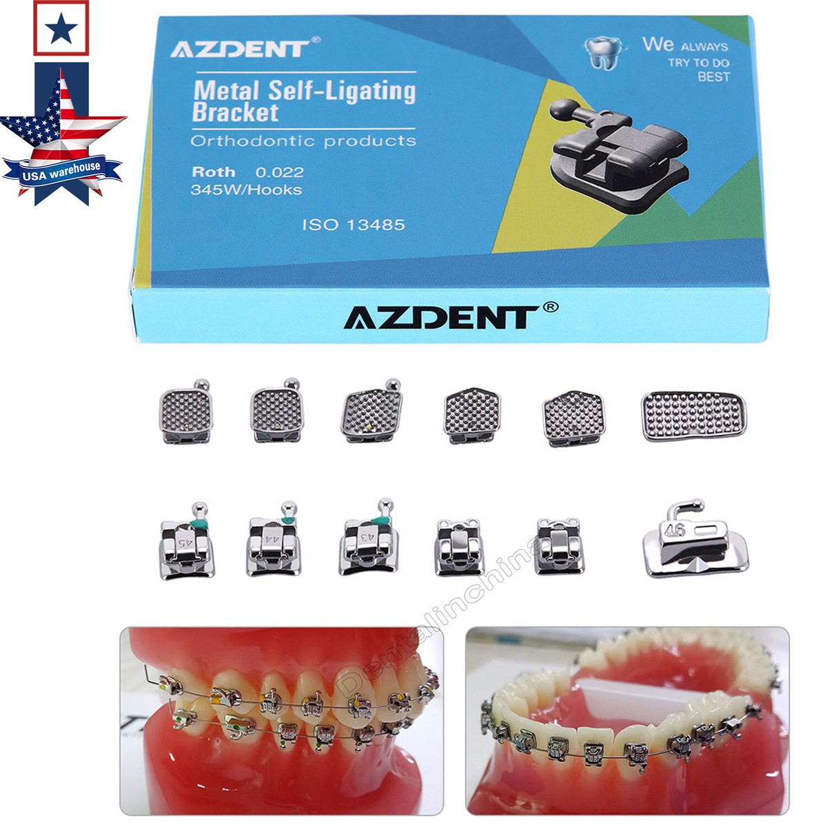 Azdent Orthodontic 10 X AZDENT Dental Orthodontic Monoblock Bracket
