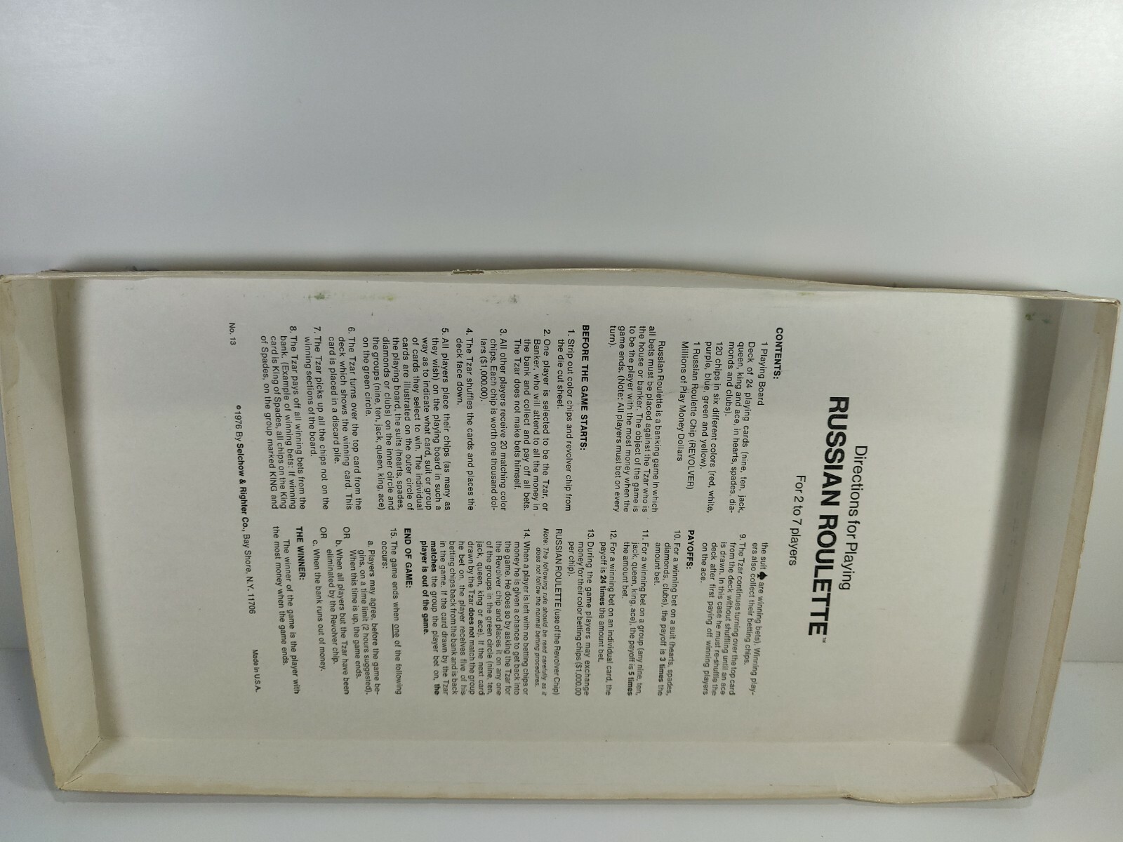 Russian Roulette Board Game Selchow & Righter Games 1975 Nearly ...