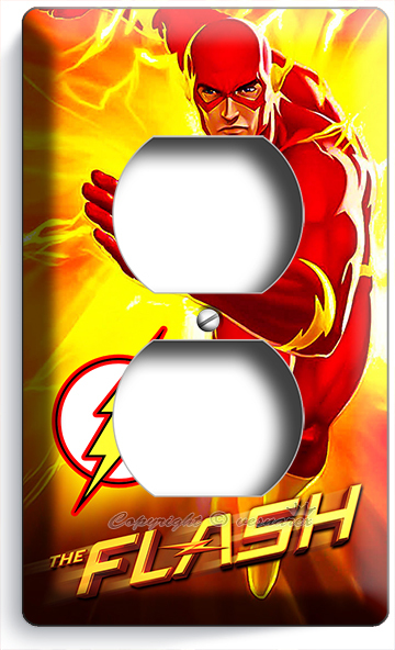 FLASH SUPERHERO FLAMES LIGHT SWITCH OUTLET WALL PLATE BOY BEDROOM MAN ...