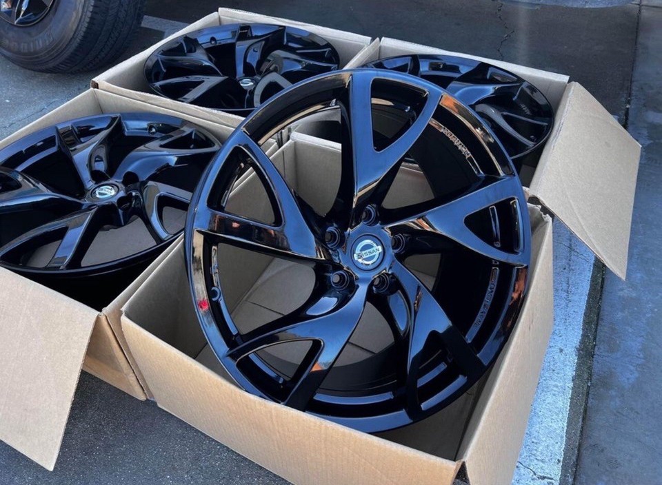 19” OEM Nissan 370Z 370 Z Rays Forged Wheels Rims Black Staggered ...