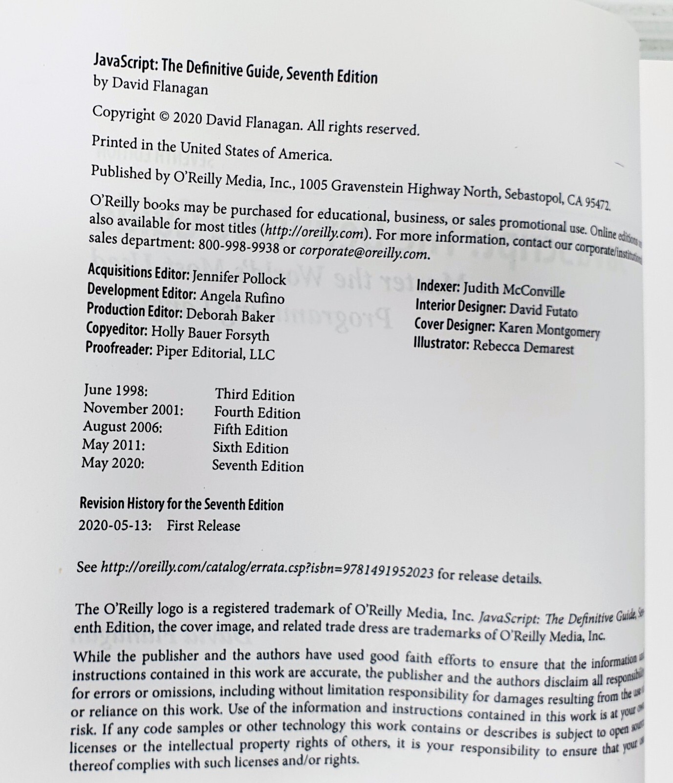 JavaScript The Definitive Guide Paperback Web Programming Book by David Flanagan 9781491952023 ...