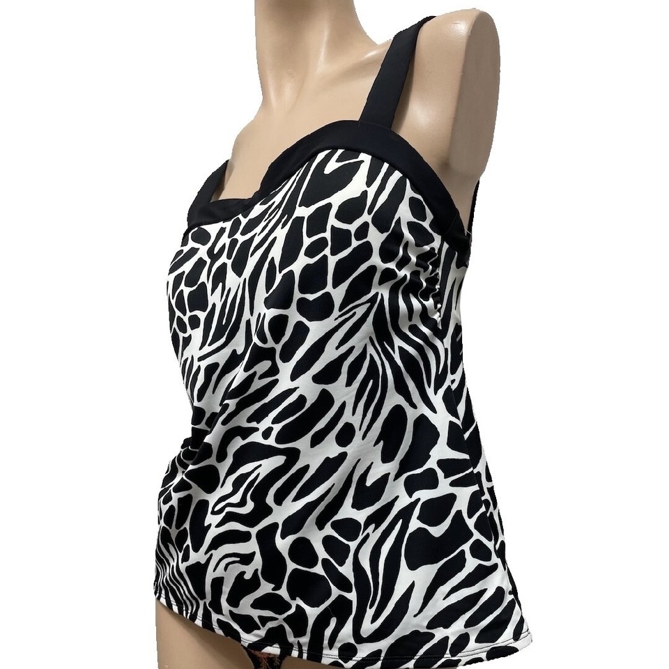 NWT Miraclesuit Swim Separates Tankini Swim Top 10 Black & White | eBay