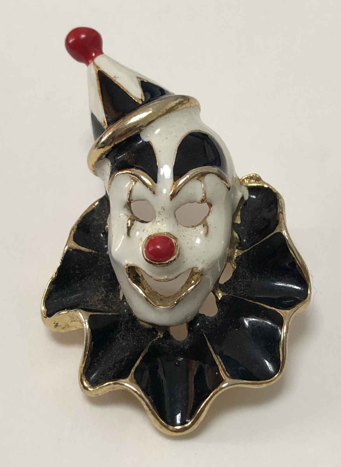 Creepy Vintage CLOWN FACE Brooch - Pagliacci Costume … - Gem