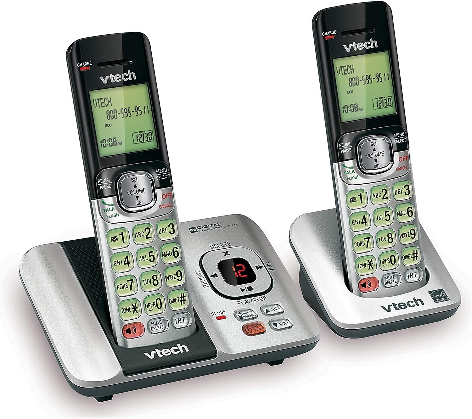 VTech DECT 6.0 Cordless Phone Answering System Caller ID Call Waiting 2 ...