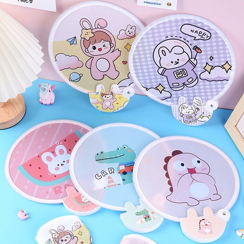 Cute Dinosaur Rabbit Folding Fan Cartoon Mini Cloth Fan Carry Round Fan ...