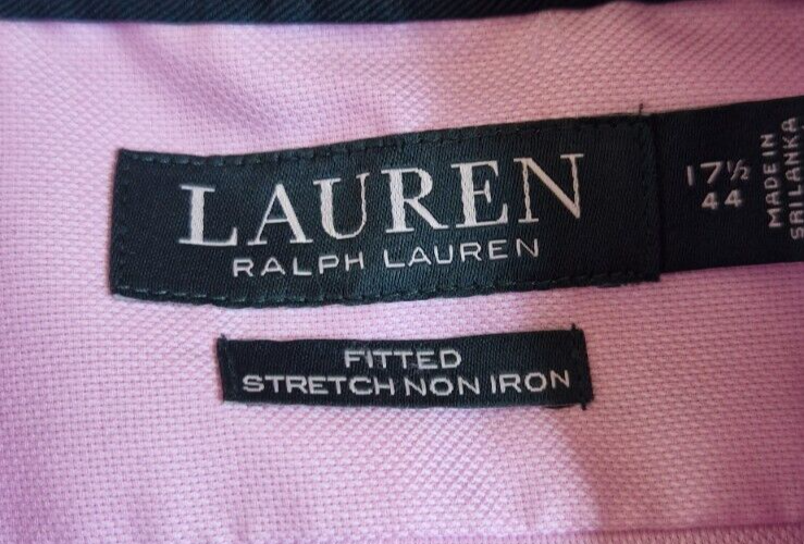 LAUREN RALPH LAUREN PALE PINK LRL LOGO COTTON LONG SLEEVE SHIRT EX L 52 ...