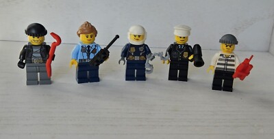 LEGO City Police Lot~5 Cops & Robbers Minifig Lot w/Accessories ...
