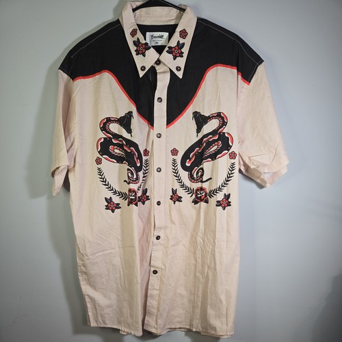 Boozelele 2xl Rockabilly Western Shirt Tattoo Snake Totem Button Down ...