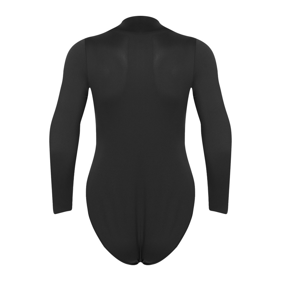 Men Bodysuit Opaque Unitard Party Jumpsuit Tights One-Piece Turtleneck ...