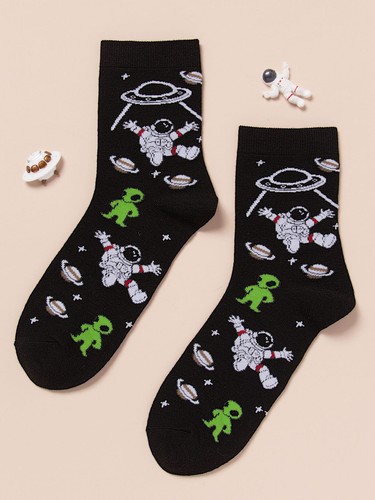 Alien & Astronaut Crew Socks Funny Socks for Men Novelty Socks Funky ...