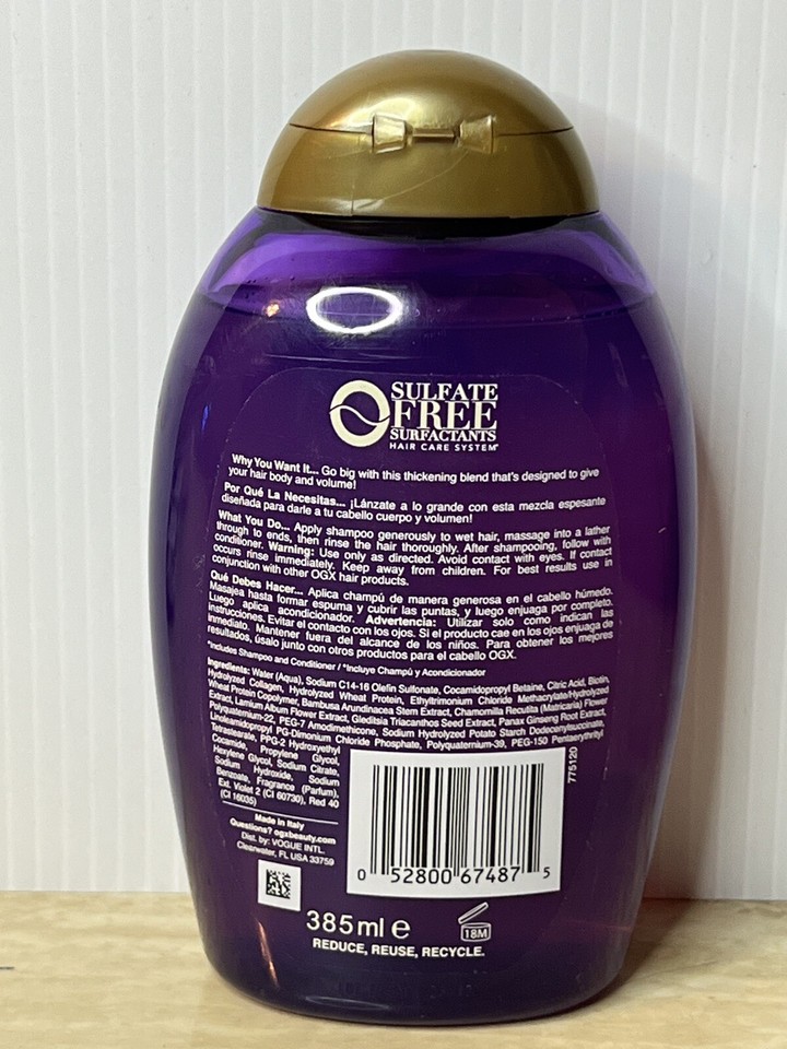OGX Biotin & Collagen Shampoo Volumizing Thickening for Thicker,Fuller ...