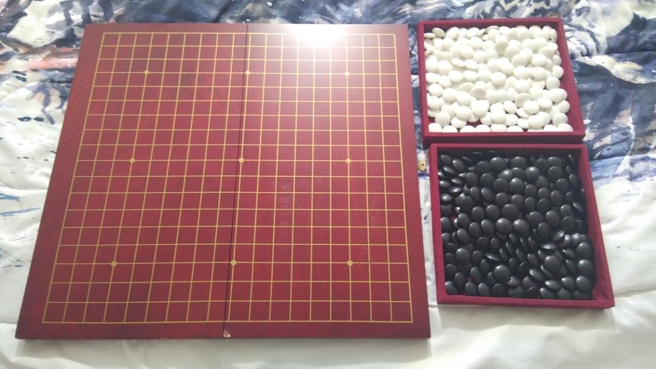 Dark Cherry Pattern 0.8" Folding Go Game Set Board w/ Double Convex ...