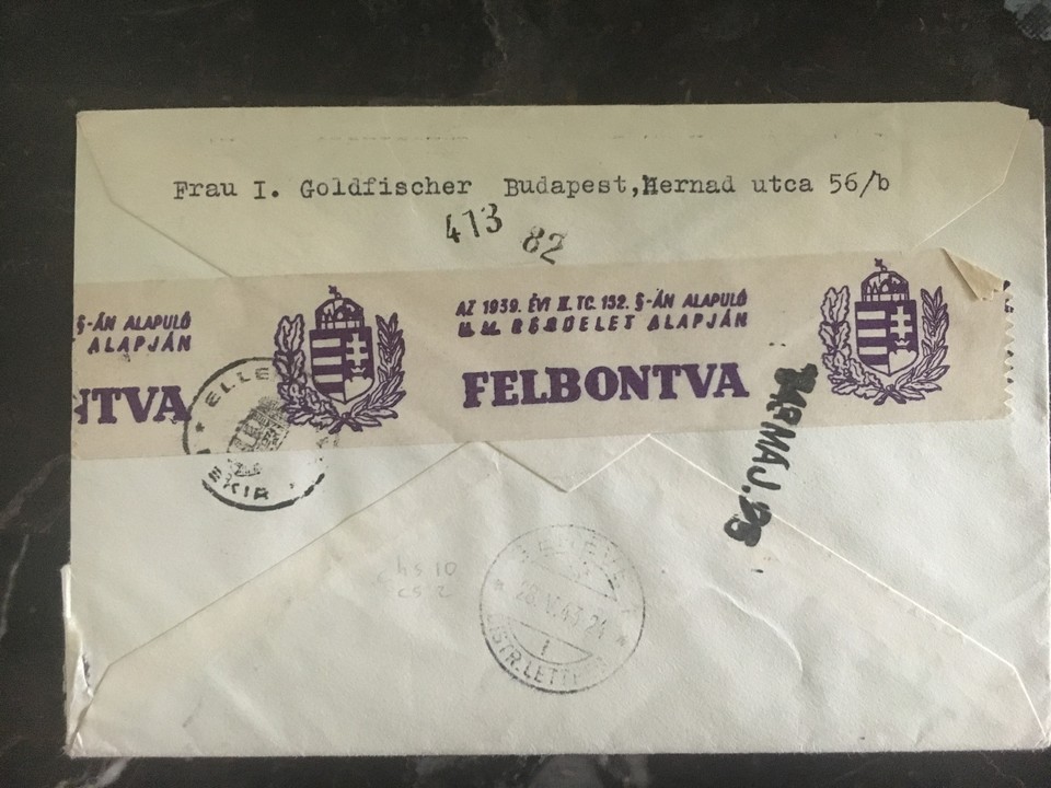 1943 Budapest Hungary Censor Cover To Red Cross Switzerland Judaica ...