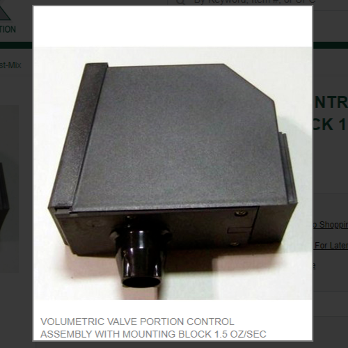 VOLUMETRIC VALVE PORTION CONTROL ASSEMBLY WITH MOUNTING BLOCK 1.5 OZ ...