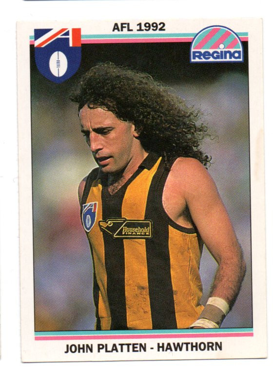 1992 AFL VFL REGINA FOOTBALL CARD - No.82 John PLATTEN (HAWTHORN ...