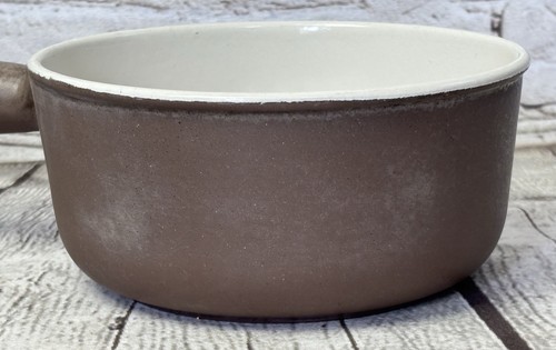 Vintage Cousances 16 Enamel Cast Iron Saucepan Brown Cream Interior ...