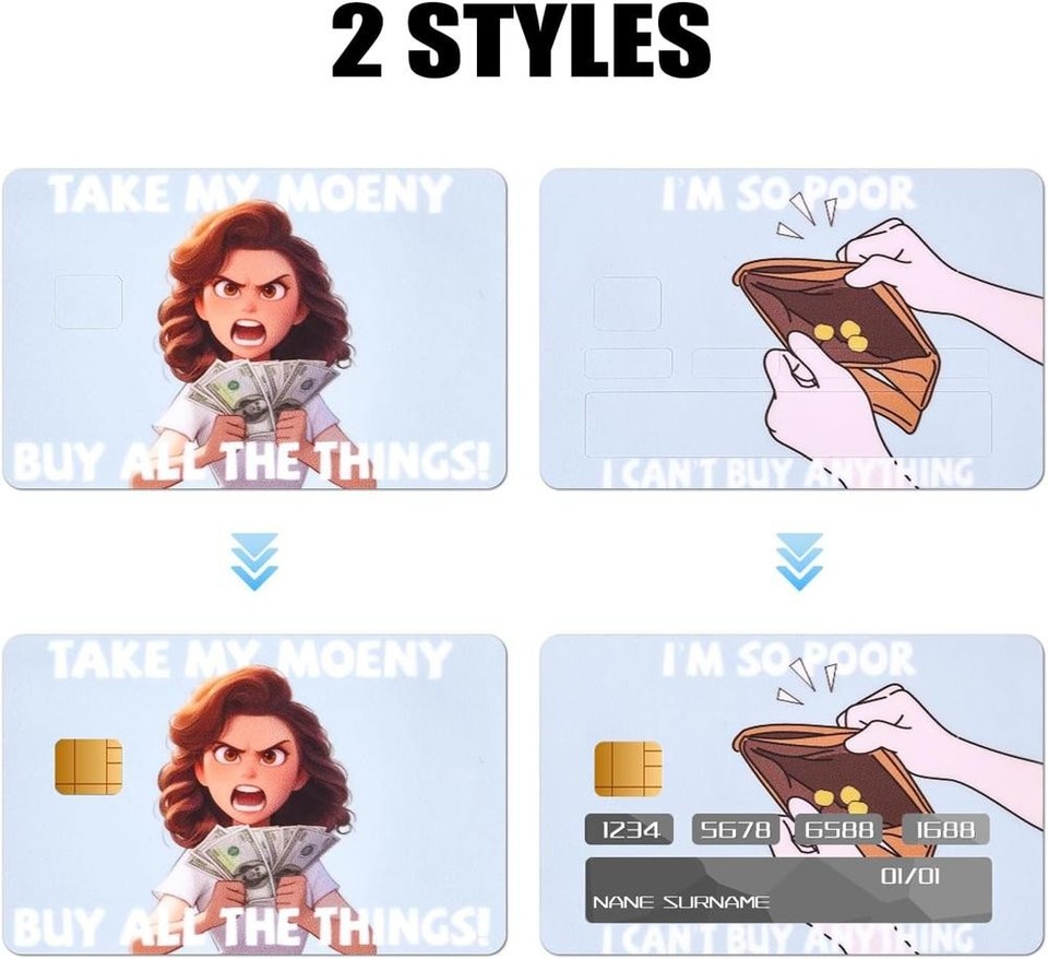 4pcs Debit Card Sticker, PVC Material Credit Card Sticker Light Blue ...