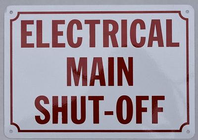 Electrical Main Shut Off Sign (Aluminium Reflective, White 7X10)-REF24 ...