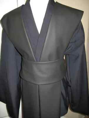 Sith Jedi Navy Blue Hooded Tunic & sash, Black Pleather Tabards Cosplay ...