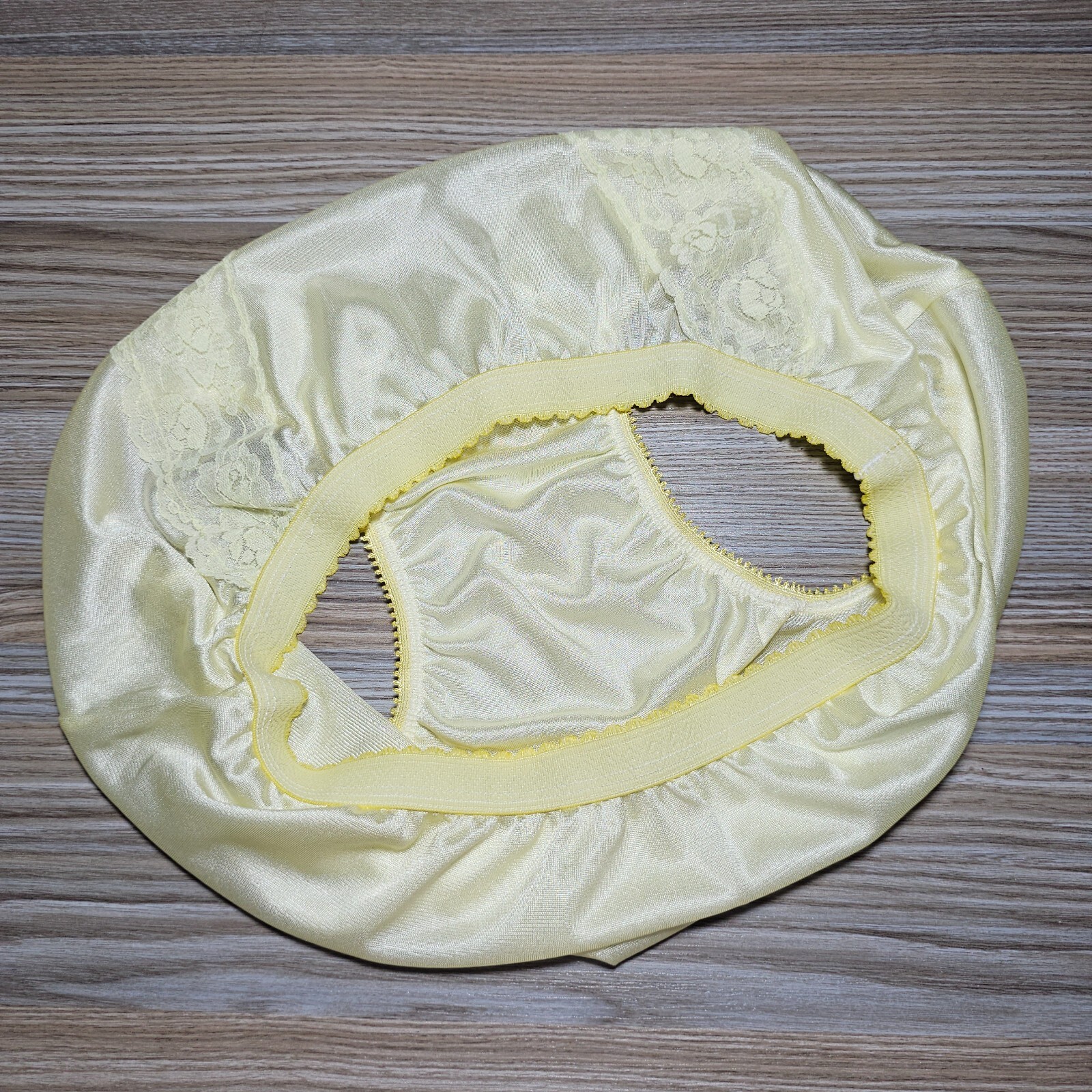 VTG Silky Nylon Panty Sissy Lace Yellow Granny Sheer … - Gem