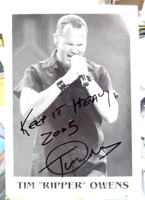 Tim "Ripper" Owens Autographed Signed 7x5" 2005 Photo BW&BW Fest Beyond ...