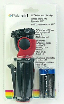 Polaroid 360 Swivel Head Clip On Emergency Flashlight RED w Batteries ...