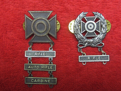 WWII 2 US ARMY Military MARKSMAN BADGE RIFLE- PISTOL-CARBINE STERLING ...