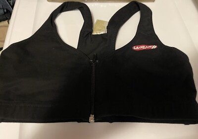 VINTAGE L A GEAR TEAM SPORTS BRA! MEDIUM BLACK ZIP FRONT | eBay