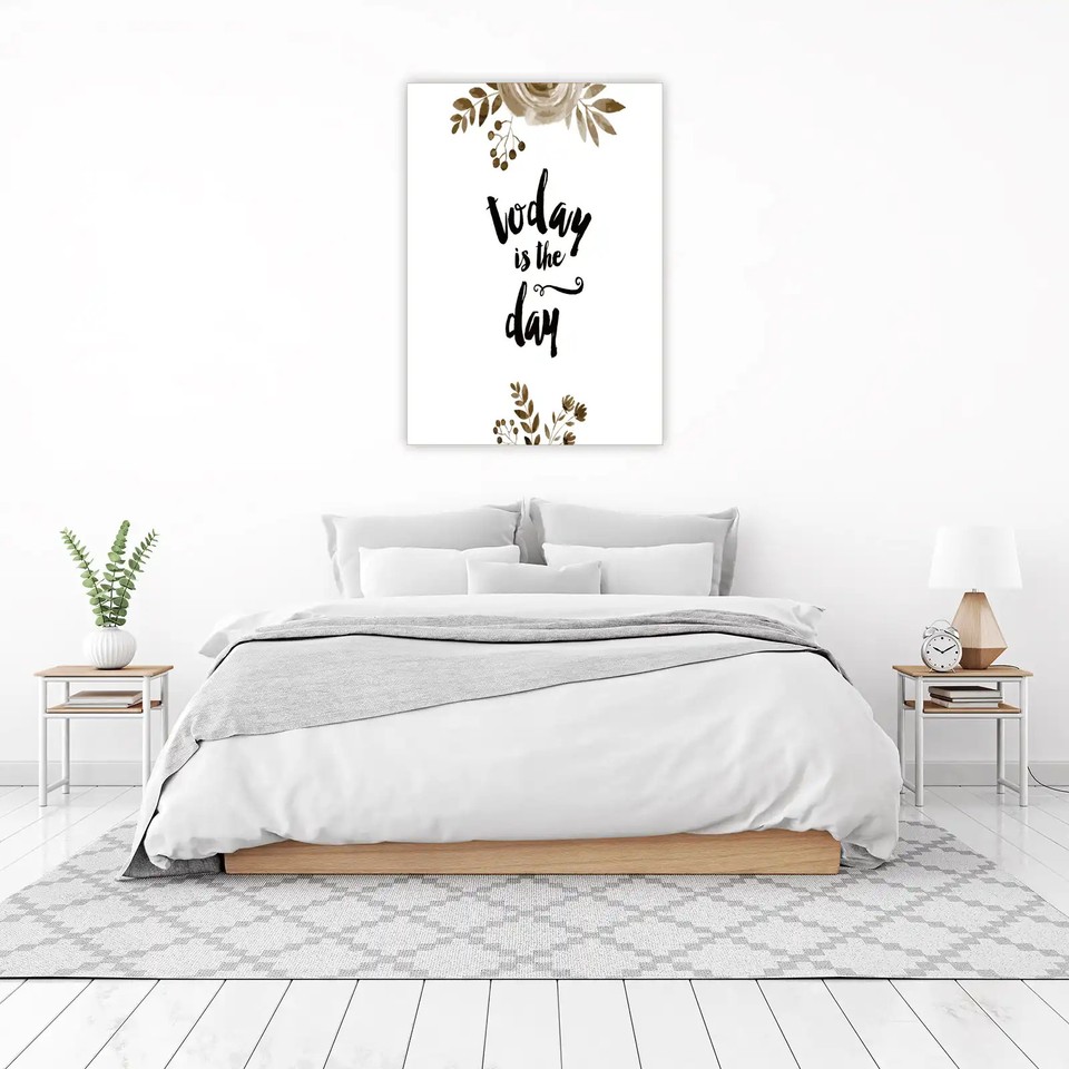 Vibrant Floral Today is the Day Sepia Canvas Print Large Picture Wall ...