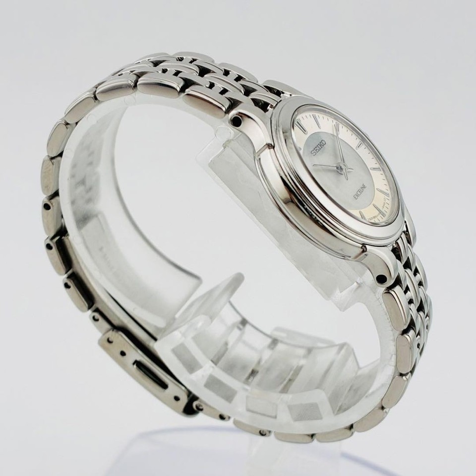 Seiko Exeline Solar Watch Silver Shell Round Genuine Vintage Timepiece ...
