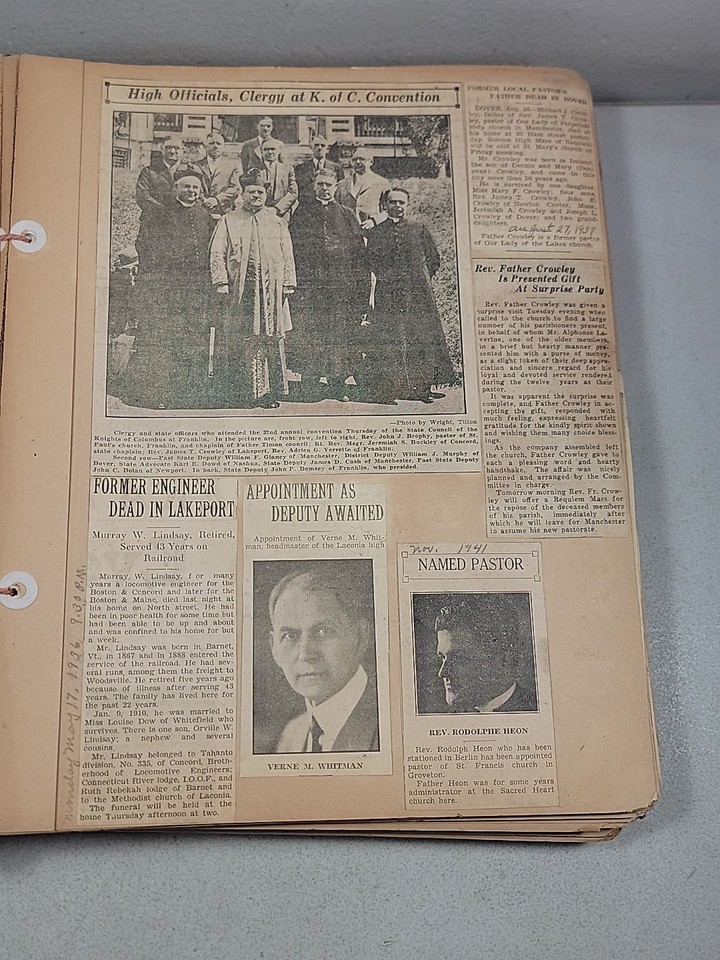VINTAGE SCRAPBOOK FULL 1930's 1940's WW2 & NEW HAMPSHIRE MASSACHUSETTS ...