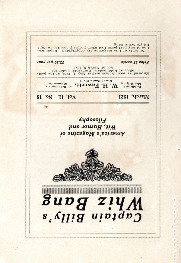 Captain Billy's Whiz Bang #18 VG 1921 | eBay