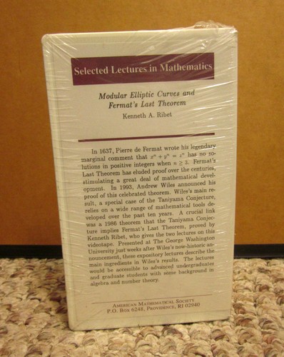 KEN RIBET Modular Elliptic Curves Fermat's Last Theorem VHS lecture ...