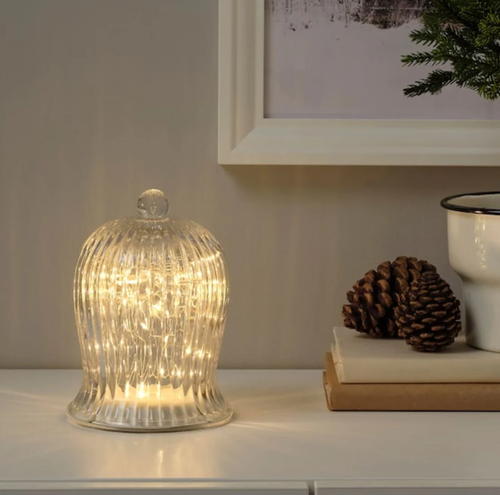 NEW IKEA STRALA LED table LARGE bell-shaped clear deco battery operated ...