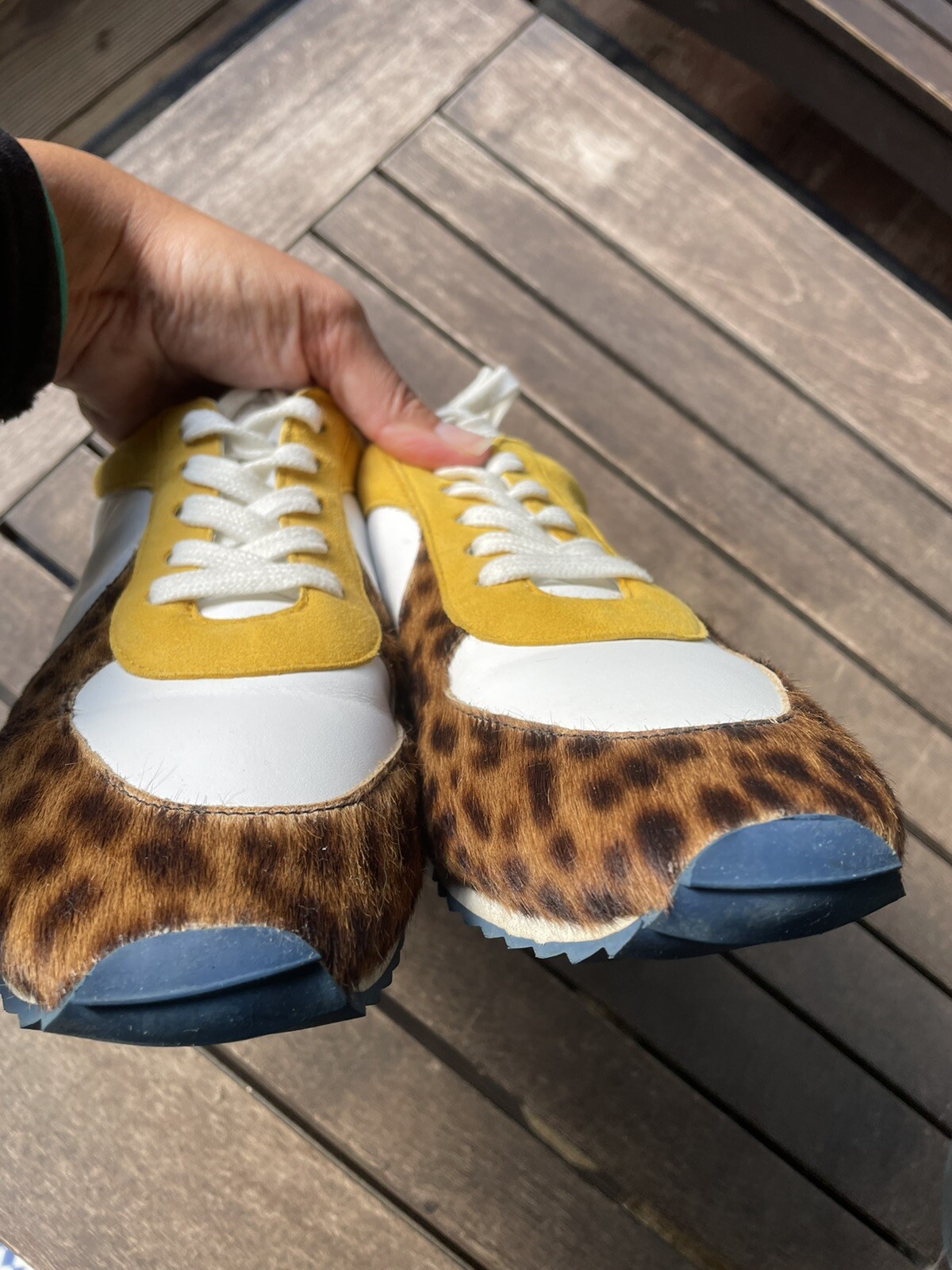 Boden Elise Sneakers, White/Yellow/Leopard/Gray Anima… - Gem