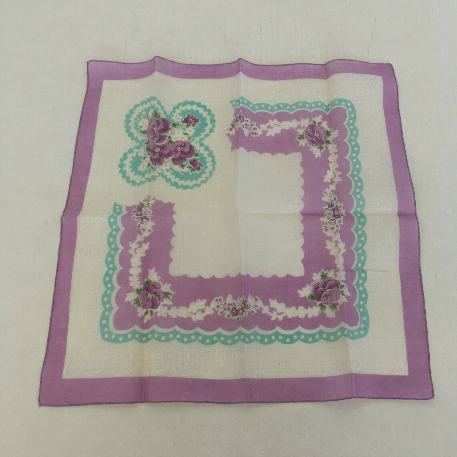 Vintage ladies handkerchief lilac color flower patter… - Gem