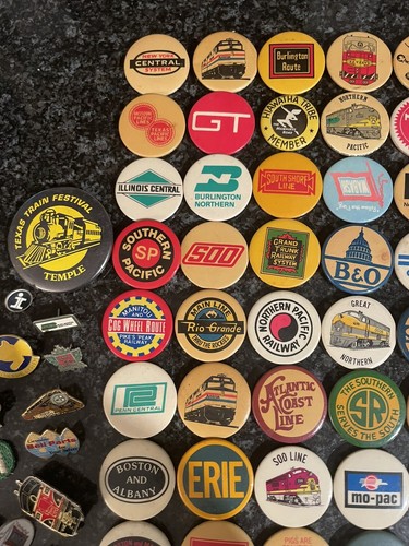 Vintage Lot Of 75+ Railroad Pinback Buttons & Badges. Old Rare Railroad ...