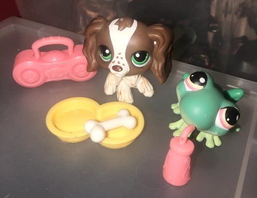 LPS Littlest Pet Shop LPS 156 Brown White Cocker Spaniel Dog /Frog 2005 ...