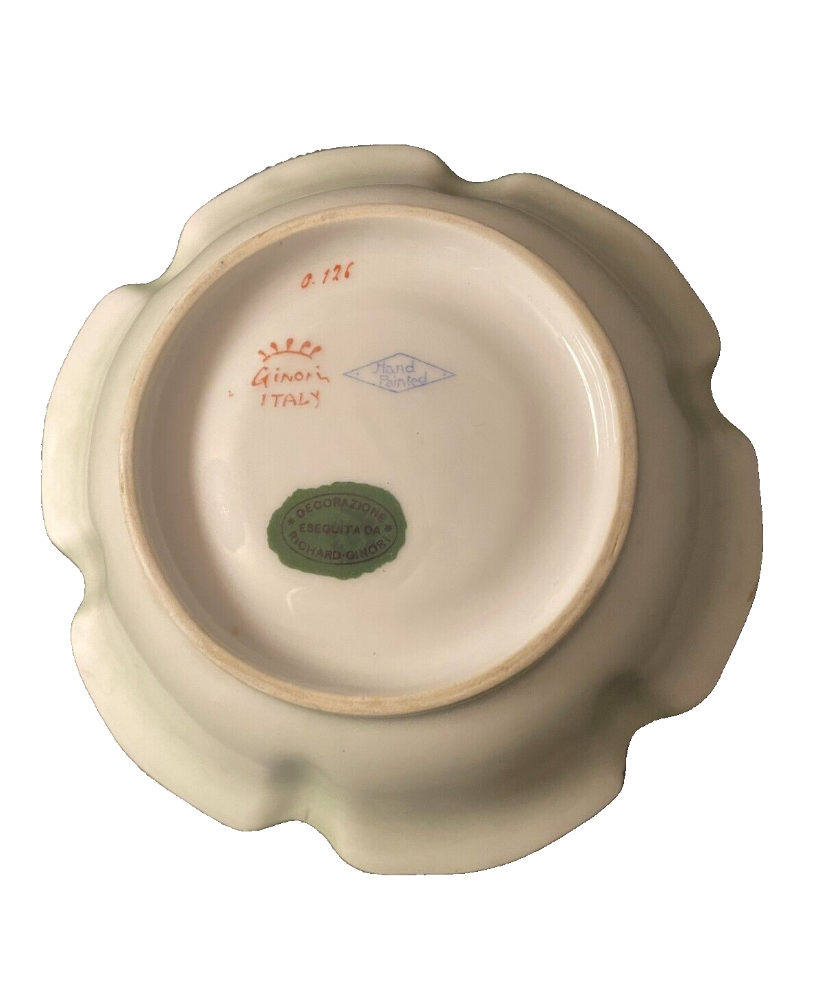 Richard Ginori Italy Bowl Hand Painted Floral Gold Rim Red Backstamp ...