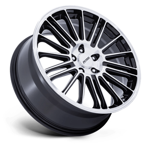 17x8 Petrol PE001 P1D Gloss Black With Machined Wheels 5x120 (35mm) Set ...