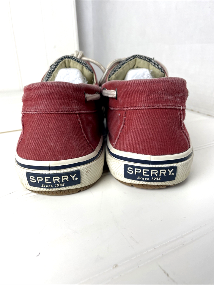 Sperry Top Sider Boat Shoes Loafers Nautical Canvas Red Mens 9.5 | eBay